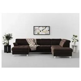 Sit & More Wohnlandschaft SIT & MORE "Marano U-Form", braun (espresso), B:304cm T:216cm, 98% Polyester, 2% Polyamid, Sofas, Wohnlandschaft, inklusive Kopfteilverstellung, wahlweise mit Bettfunktion, Bettkasten
