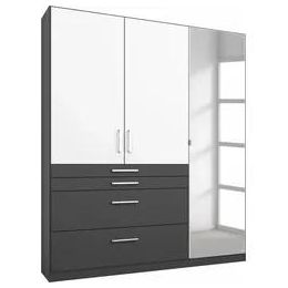 Kleiderschrank Rauch "Harburg im Schlafzimmer", wei&szlig; (graumetallic, wei&szlig;), B:136cm H:197cm T:54cm, Holzwerkstoff, Schr&auml;nke, Kleiderschrank, Schlafzimmerschrank Schrank Garderobe mit Spiegel