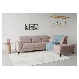 Sit & More Ecksofa SIT & MORE "Sinatra L-Form", lila (flieder), B:251cm H:85cm T:220cm, 90% Polyester, 10% Polyamid, Sofas, Ecksofa, mit Ottomane, optional mit Kopfteilverstellung und Armteilfunktion