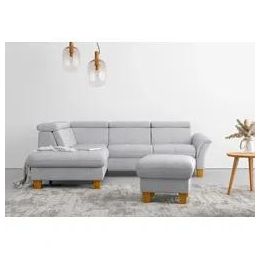 Ecksofa Home Affaire "Lindgren L-Form", silber, B:249cm H:84cm T:217cm, 100% Polyester, Sofas, Ecksofa, wahlweise mit TV-Funktion, Stauraum und Kopfteilverstellung