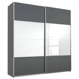 Schwebet&uuml;renschrank Rauch "Quadra", grau (grau metallic, spiegel), B:226cm H:230cm T:62cm, Holzwerkstoff, Schr&auml;nke, Schwebet&uuml;renschrank, mit Spiegelelementen
