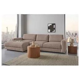 Ecksofa Home Affaire "Bloomfield, elegant, viel Platz, Mega Couch, Breite 303cm, L-Form", beige (portabella), B:303cm H:84cm T:176cm, 100% Polyester, Sofas, Ecksofa, extra tiefe Sitzfl&auml;che, wahlweise mit Sitztiefenverstellung