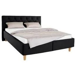 Polsterbett Home Affaire "Sunley 100", grau (anthrazit), B:183cm L:210cm, Struktur (100% Polyester);Strukturstoff (100% Polyester), Betten, Polsterbett, Kreuzsteppung, Kopfteilh&ouml;he 102 cm, ohne oder mit Matratze/Lattenrost