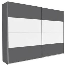 Schwebet&uuml;renschrank Rauch "Quadra Kleiderschrank Schrank Gaderobe", wei&szlig; (grau metallic, wei&szlig;), B:271cm H:210cm T:62cm, Holzwerkstoff, Schr&auml;nke, Schwebet&uuml;renschrank, mit M&ouml;glichkeit zur individuellen Frontgestaltung, leichtg&auml;ngige T&uuml;ren