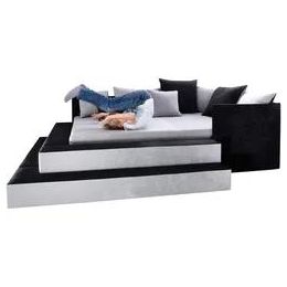 Polsterbett Maintal, grau (grau, schwarz), H:72cm L:246cm, Betten, Polsterbett, Spielwiese oder Schlafplatz