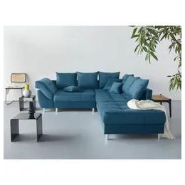 Ecksofa Collection AB "(Spar-Set) Innsbruck L-Form und Hocker", blau (marineblau), B:247cm H:87cm T:189cm, Microfaser PRIMABELLE (100% Polyester), Struktur (90% Polyester, 10% Polyacryl), Samtvelours (100% Polyester), Luxus-Microfaser Antiklederoptik (100% Polyester), Sofas, Ecksofa, Ecksofa und Hocker, Recamiere links oder rechts montierbar