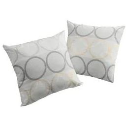Dekokissen WIRTH "Zirbello" Gr. 1, grau (grau, kreise), B:40cm L:40cm, Baumwolle, Polyester, Dekokissen_Sitzkissen_Kissenh&uuml;llen, Kissenh&uuml;lle ohne F&uuml;llung, 2 St&uuml;ck
