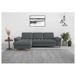 Sit & More Ecksofa SIT & MORE "Westham L-Form", grau, B:275cm H:88cm T:172cm, 100% Polyester, Sofas, Ecksofa, mit Recamiere, mit oder ohne Bettfunktion, Bettkasten, F&uuml;&szlig;e Eiche