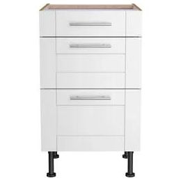 Unterschrank KOCHSTATION "KS-Ahus", braun (wei&szlig; matt, wildeiche nachbildung), B:50cm H:87cm T:58,4cm, Schr&auml;nke, Unterschrank, Breite 50 cm