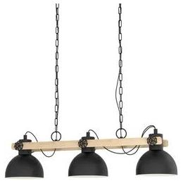 Eglo H&auml;ngeleuchte "LUBENHAM H&auml;ngelampe, Stahl und Holz, E27, IP20, Esszimmerlampe, Lampe", braun (schwarz, braun), 3, Leuchten, H&auml;ngeleuchte, L90 x B20 x H110 cm, schwarz, braun, 3X28W exkl., H&auml;ngeleuchte