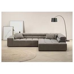 Ecksofa Home Affaire "Ancona incl. Kopfteilverstellung, Breite 319cm, L-Form", silber, B:319cm H:70cm T:215cm, Struktur (85% Polyester, 15% Viskose);Luxus-Microfaser weich (98% Polyester, 2% Nylon);Velours (100% Polyester), Sofas, Ecksofa, wahlweise motorische Sitztiefenverstellung, auch in Cord + Easy Care