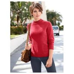 Stehkragenpullover Casual Looks "Pullover", Damen, Gr. 52, rot (korallenrot), 50% Baumwolle, 50% Polyacryl, meliert, unifarben, figurumspielend, Pullover Stehkragenpullover