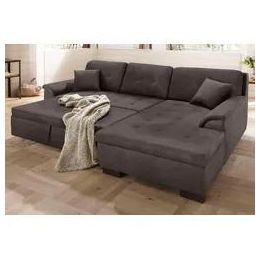 Ecksofa Home Affaire "Bergen zeitlos & elegant, Breite 267cm, L-Form", grau, B:267cm H:83cm T:178cm, MELROSE/Struktur (100% Polyester);MELROSE (100% Polyester);Microfaser PRIMABELLE (100% Polyester), Sofas, Ecksofa, wahlweise mit Bettfunktion L-Form