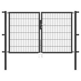 GAH Alberts Zaundoppelt&uuml;r ALBERTS "Flexo", grau (anthrazit), B:200cm H:120cm, Stahl, Tore, 200 cm Breite, in versch. H&ouml;hen