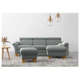 Ecksofa Home Affaire "Lindgren L-Form", grau, B:258cm H:84cm T:169cm, 100% Polyester, Sofas, Ecksofa, wahlweise mit Bett mit klappbaren Rollen, Kasten und Kopfverstellung