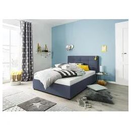 Polsterbett Home Affaire "Endres", blau, B:133cm L:210cm, imgr&auml;gnierte Struktur (100% Polyester), Betten, Polsterbett, mit Bettkasten, wahlweise ohne Matratze/Lattenrost oder incl. Matratze