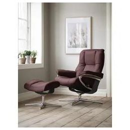 Relaxsessel stressless "Mayfair", rot (bordeaux batick), B:79cm H:102cm T:73cm, Leder BATICK: BATICK ist ein leicht korrigiertes, durchgef&auml;rbtes und genarbtes M&ouml;belleder, bei dem die meisten Unebenheiten und Spuren in der Regel entfernt wurden., Sessel, Relaxsessel, mit Cross Base, Gr&ouml;&szlig;e S, M & L, Holzakzent Schwarz