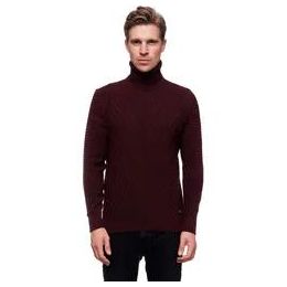 Rollkragenpullover Rusty Neal, Herren, Gr. L, rot (weinrot), 70% Polyacryl, 30% Baumwolle, unifarben, normal, hoch geschlossener Ausschnitt, Pullover Rollkragenpullover, in stilvollem Feinstrick