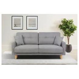 2-Sitzer Home Affaire "TRIPLO mit Wellenunterfederung, Ma&szlig;e B/T/H: 165/100/89 cm", grau (hellgrau), B:165cm H:89cm T:100cm, Luxus-Microfaser weich (92% Polyester, 8% Nylon), ;Filzoptik ( 100% Polyester);Luxus-Microfaser Vintageoptik (100% Polyester), Sofas, Sofa mit Steppung im R&uuml;ckenbereich, incl. R&uuml;ckenkissen und Zierkissen