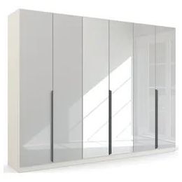 Dreht&uuml;renschrank Rauch "Kleiderschrank Schrank Garderobe Ankleide MODERN BY QUADRA SPIN", wei&szlig; (alpinwei&szlig;, glas kristallwei&szlig;), B:271cm H:210cm T:54cm, Holzwerkstoff, Schr&auml;nke, Dreht&uuml;renschrank, mit Spiegel und hochwertiger Glasfront, Stangengriff MADE IN GERMANY