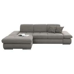 Ecksofa "SO4100 V", grau, B:284cm H:80cm T:190cm, SET ONE BY Musterring, Sofas, Ecksofa, mit verstellbaren Kopfteilen, wahlweise mit Funktionen, Cord-Bezug