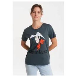 T-Shirt logoshirt "Lucky Luke - Portrait", Damen, Gr. 5XL, blau, 100% Baumwolle, bedruckt, normal, Rundhals, Shirts T-Shirt, mit lizenziertem Print