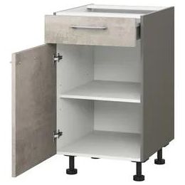 Unterschrank KOCHSTATION "KS-Trea US60", grau (betonfarben hell, anthrazit), B:60cm H:75cm T:56cm, Schr&auml;nke, Unterschrank, mit einem Auszug und einer T&uuml;r, Einlegeboden, Breite 60 cm, H&ouml;he 75 cm