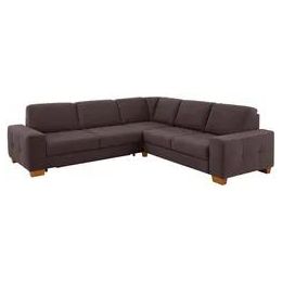 Home Affaire Ecksofa OTTO HOME "Puccini L-Form", braun (dunkelbraun), B:276cm H:86cm T:271cm, Luxus-Microfaser Lederoptik (100% Polyester);Luxus-Microfaser (100% Polyester);Luxus-Microfaser ALTARA NUBUCK (100% Polyester), Sofas, Ecksofa, mit Federkern, Sitztiefenverstellung, Kontrastnaht