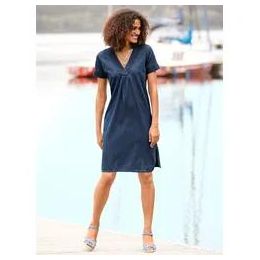Jeanskleid Casual Looks "Kleid", Damen, Gr. 44, Normalgr&ouml;&szlig;en, blau (blau, stone, washed), 100% Baumwolle, unifarben, kurz, V-Ausschnitt, Kleider