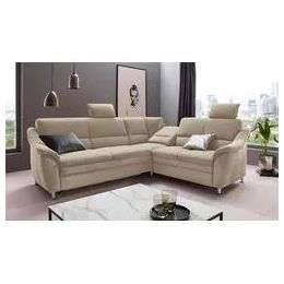 Ecksofa Home Affaire "Cardoso L-Form", beige, B:249cm H:90cm T:209cm, Luxus-Microfaser Lederoptik (100% Polyester);Luxus-Microfaser (100% Polyester);Luxus-Microfaser ALTARA NUBUCK (100% Polyester);Struktur (100% Polyester), Sofas, Ecksofa, Federkern, wahlweise mit Bett, Schubkasten, teilweise Relaxfunktion