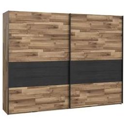 Schwebet&uuml;renschrank FORTE "Jakobina", braun (stabeichefarben, schwarzeichefarben), B:270cm H:211cm T:61cm, FSC-zertifizierter Holzwerkstoff, Schr&auml;nke, Schwebet&uuml;renschrank, mit moderner Bauchbinde