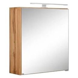 Spiegelschrank Welltime "Davos", braun (eichefarben), B:60cm H:64cm T:20cm, Schr&auml;nke, Spiegelschrank, mit LED Beleuchtung