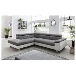 Ecksofa COTTA "Komaris L-Form, B: 249 cm", wei&szlig; (wei&szlig;, stone), B:249cm H:72cm T:100cm, Microfaser PRIMABELLE (100% Polyester);Kunstleder SOFTLUX;Feinstruktur (100% Polyester);Kunstleder SOFTLUX/Struktur (100% Polyester);NaturLEDER, Sofas, Ecksofa, mit Kopfteilverstellung, optional Bettfunktion, Bettkasten & Licht