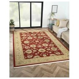 Teppich "Maryam 3", rot (weinrot, creme), B:200cm H:7,5mm L:290cm, Polypropylen (PP), MyFlair M&Ouml;BEL & ACCESSOIRES, Teppiche, Teppich, Kurzflor, Orient Optik, edler Glanz, besonders weich durch Microfaser