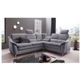 Ecksofa Home Affaire "Cardoso L-Form", grau, B:249cm H:90cm T:209cm, Luxus-Microfaser Lederoptik (100% Polyester);Luxus-Microfaser (100% Polyester);Luxus-Microfaser ALTARA NUBUCK (100% Polyester);Struktur (100% Polyester), Sofas, Ecksofa, Federkern, wahlweise mit Bett, Schubkasten, teilweise Relaxfunktion