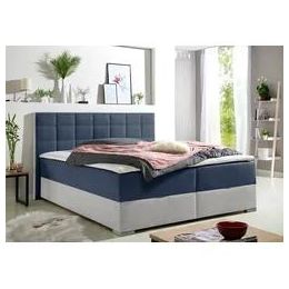 Boxspringbett Maintal, blau, L:210cm, Bezug Microfaser aus 100% Polyester, Komplettbetten, Boxspringbett, mit Bettkasten und Topper
