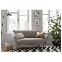 2-Sitzer Home Affaire "Stine", grau (hellgrau), B:156cm H:86cm T:86cm, Struktur (100% Polyester);Struktur weich (85% Polyester/15% Nylon);Samtoptik (100% Polyester), Sofas, Besonderes Design durch Kissenoptik und Keder, by Morten Georgsen