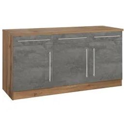 Unterschrank KOCHSTATION "KS-Samos", grau (beton oxid), B:150cm H:85cm T:60cm, Holzwerkstoff, Schr&auml;nke, Unterschrank, Breite 150 cm