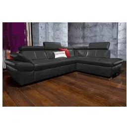 Ecksofa exxpo - SOFA FASHION "Salerno, Funktionssofa, hoher Sitzkomfort, Breite 268cm, L-Form", schwarz, B:268cm H:77cm T:204cm, NaturLeder;Primabelle-Microfaser (100% Polyester);Luxus-Kunstleder, Sofas, Ecksofa, inkl. Kopf- und Armteilverstellung, wahlweise mit Bettfunktion