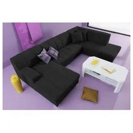 Wohnlandschaft Home Affaire "Anzio, modern und gem&uuml;tlich, niedrige Armlehne, U-Form", schwarz, B:297cm H:75cm T:82cm, Primabelle-Microfaser aus 100% Polyester;SOFTLUX-Kunstleder;Struktur-Bezug aus 90% Polyester und 10% Polyacryl;NaturLEDER, Rindsleder, Sofas, Wohnlandschaft, wahlweise mit Bettfunktion