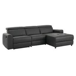 Ecksofa Home Affaire "Sentrano, L-Form", grau, B:275cm H:82cm T:164cm, NaturLEDER/Kunstleder (Das Leder hat eine Dicke von 0, 9-1, 0 mm);Kunstleder;Webstoff (95% Polyester, 5% Nylon);Struktur fein (95% Polyester, 5% Nylon), Sofas, Ecksofa, 275 cm, man. o. elektr. Relaxfunktion und USB/Kopfverstellung