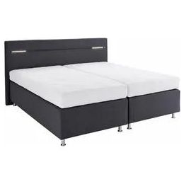 Boxspringbett, grau (strukturstoff anthrazit), mit LED-Beleuchtung, Liegefl&auml;che B/L: 200cm x 200cm, H2, Bonnell-Federkernmatratze, Bezug Unterbox und Kopfteil: Strukturstoff (77% Polyester und 23% Viskose);Bezug Obermatratze 100% Polyester, waschbar bis 60C, Westfalia Schlafkomfort, Komplettbetten, Boxspringbett, wahlweise mit LED-Beleuchtung