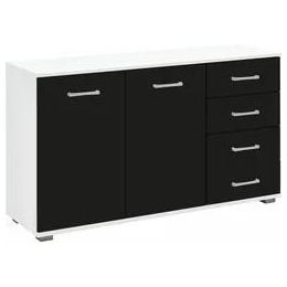 Kombikommode Priess "Barcelona mit 4 Schubk&auml;sten und T&uuml;r in 6 Farben", schwarz-wei&szlig; (wei&szlig;, schwarz), B:123cm H:71cm T:38cm, Holzwerkstoff, Sideboards, Kombikommode
