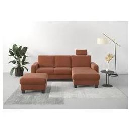 Ecksofa Home Affaire "Summer L-Form", rosa (kupfer), B:249cm H:91cm T:164cm, 95% Polyester, 5% Polyamid, Sofas, Ecksofa, mit Recamiere, mit oder ohne Bettfunktion und Bettkasten, Cord-Bezug