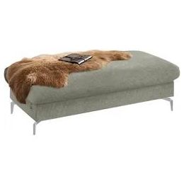 Polsterhocker W.Schillig "piedroo, Designsofa mit tollem Sitzkomfort, bequem, L-Form", grau (stone r66), B:141cm H:42cm T:70cm, Chenille-Flachgewebe R66 (85% Polyester, 15% Nylon), Hocker, Polsterhocker, F&uuml;&szlig;e in Silber matt