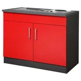 Sp&uuml;lenschrank KOCHSTATION "KS-Paris", grau (rot, anthrazit), B:100cm H:85cm T:60cm, Holzwerkstoff, Schr&auml;nke, Sp&uuml;lenschrank