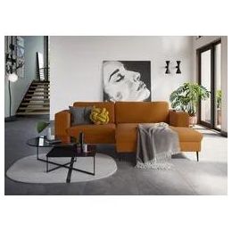 Ecksofa DOMO collection "Modica kompakt und elegant, Breite 244, L-Form", gelb (curry), B:244cm H:83cm T:173cm, Sofas, Ecksofa, moderne Optik mit extrabreiter Recamiere, auch in Cord