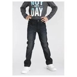 Stretch-Jeans Arizona "Basic-Jeans f&uuml;r Jungen", Jungen, Gr. 164, N-Gr, blau (dunkelblau), Denim/Jeans, Obermaterial: 98% Baumwolle, 2% Elasthan, regular fit, Jeans, gerade Beinform, Used-Waschung, niedrige Leibh&ouml;he