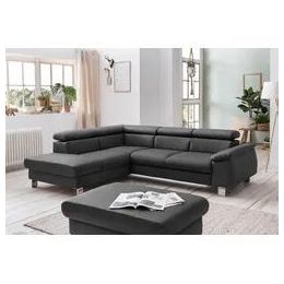 Ecksofa COTTA "Komaris L-Form, B: 249 cm", schwarz, B:249cm H:72cm T:100cm, Microfaser PRIMABELLE (100% Polyester);Kunstleder SOFTLUX;Feinstruktur (100% Polyester);Kunstleder SOFTLUX/Struktur (100% Polyester);NaturLEDER, Sofas, Ecksofa, mit Kopfteilverstellung, optional Bettfunktion, Bettkasten & Licht