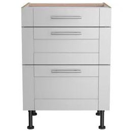 Unterschrank KOCHSTATION "KS-Ahus", grau (hellgrau matt, wildeiche nachbildung), B:60cm H:87cm T:58,4cm, Schr&auml;nke, Unterschrank, Breite 60 cm